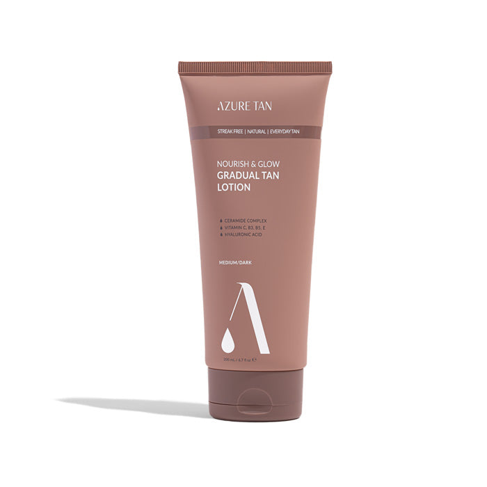 Azure Tan Nourish Glow Gradual Tan Lotion Medium dark 200ml Norris Azure Tan Nourish Glow Gradual Tan Lotion Medium dark 200ml Norris